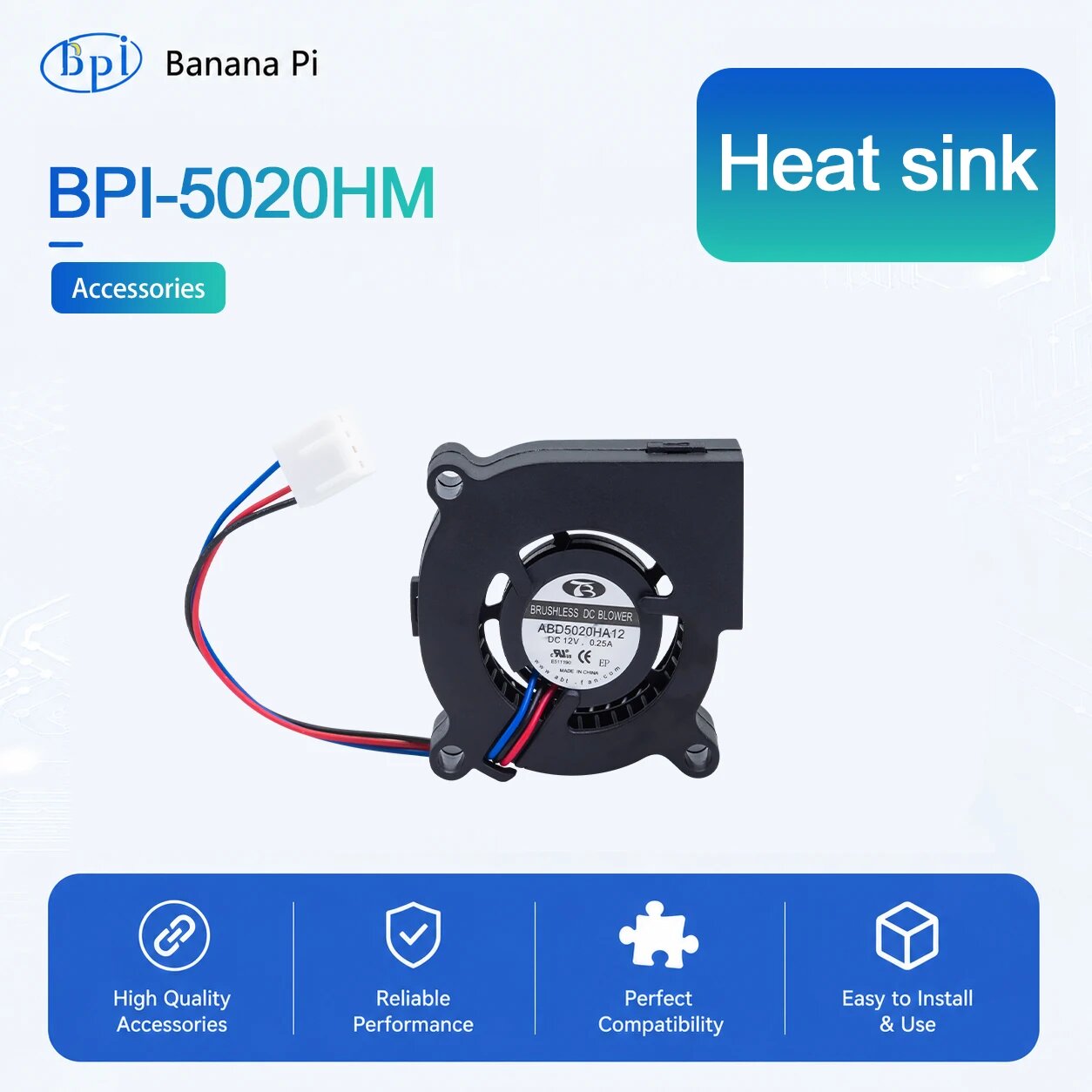 Радиатор с вентилятором Banana Pi 5020HM для BPI-R4 PRO