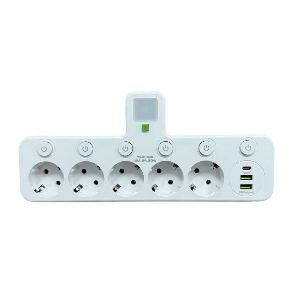 Сетевой фильтр с USB и поворотными розетками, Белый - 7