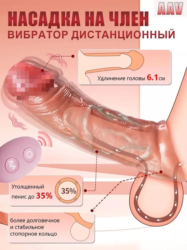 Насадки, удлинители эротические, На член, 21см