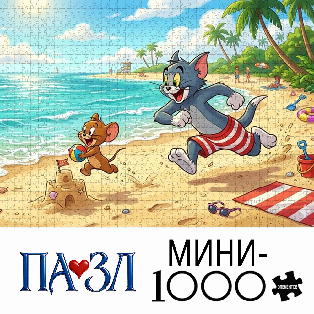 Мини пазл известные персонажи Том и Джерри 1000