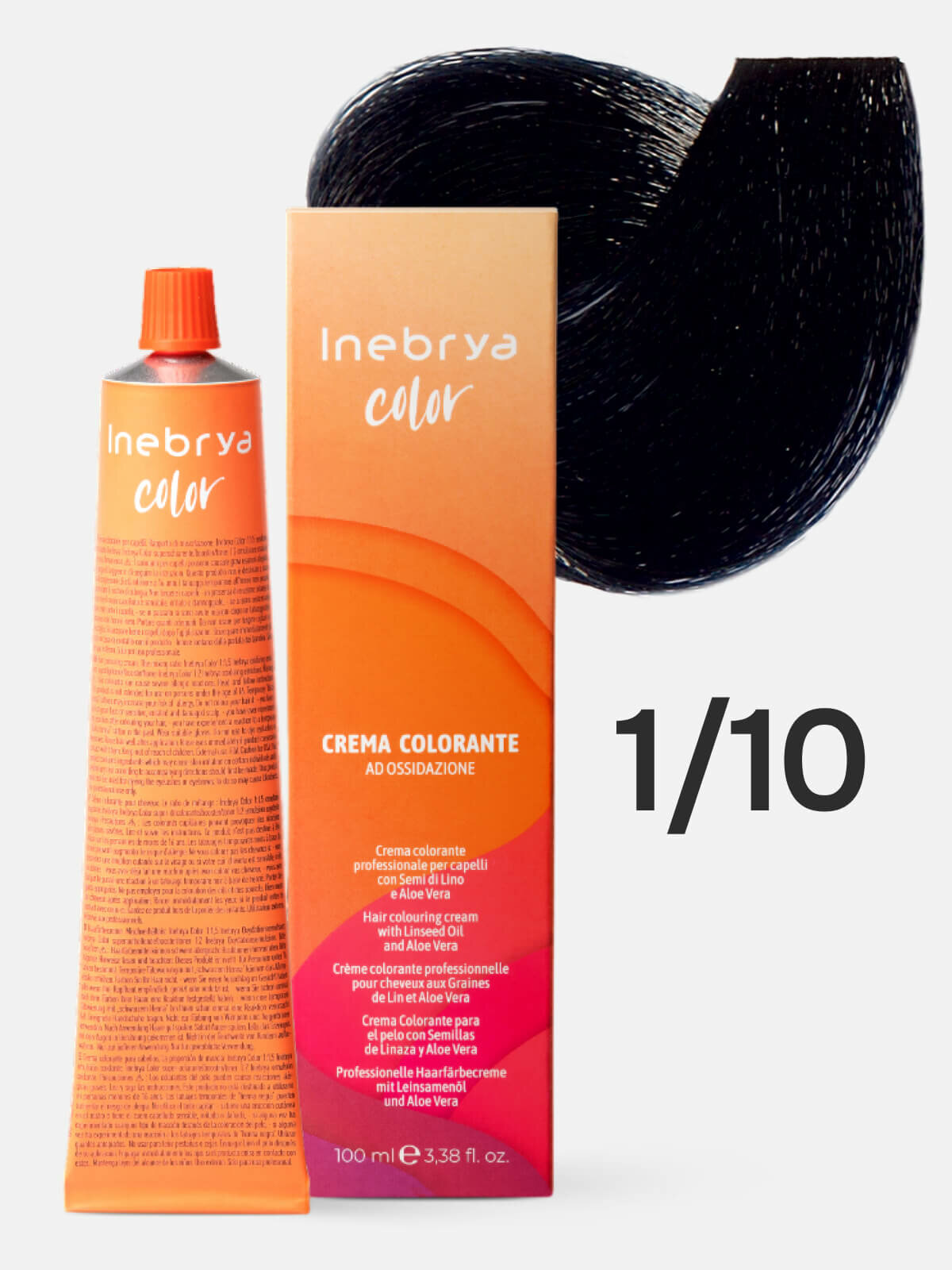 Крем - краска для волос профессиональная Inebrya Color Professional 1/10 Черный Пепельный, 100 мл