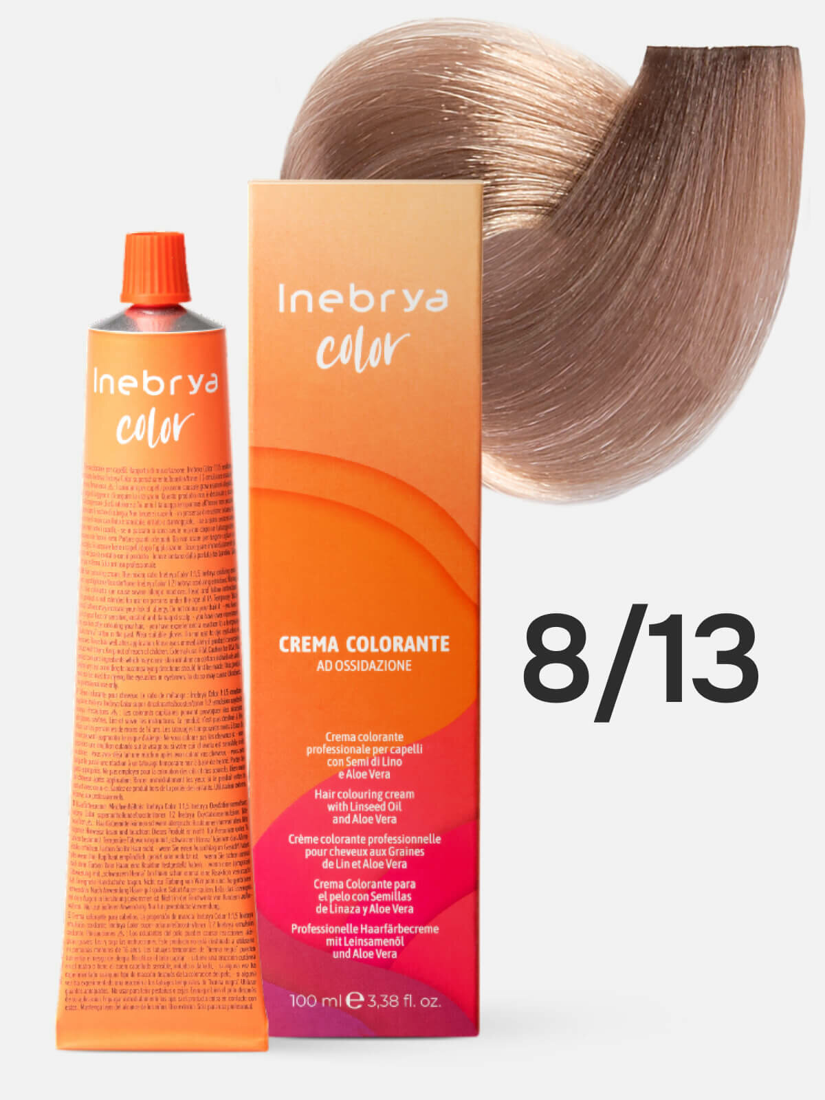 Крем - краска для волос профессиональная Inebrya Color Professional 8/13 Светлый русый Пепельно-золотистый, 100 мл