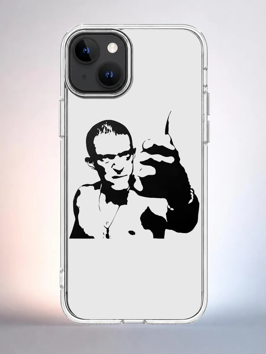 Чехол iPhone 15 мужчина указывает силиконовый прозрачный