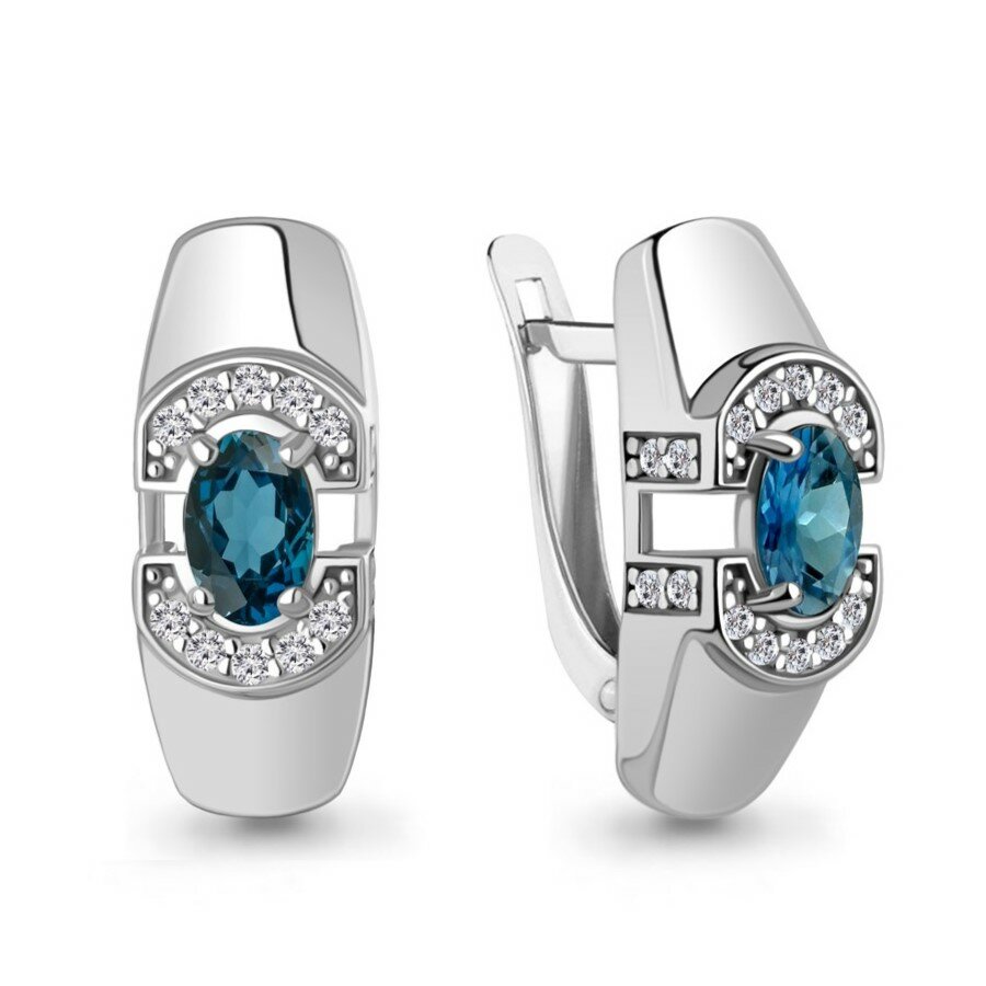 Серьги Яхонт, серебро, 925 проба, фианит