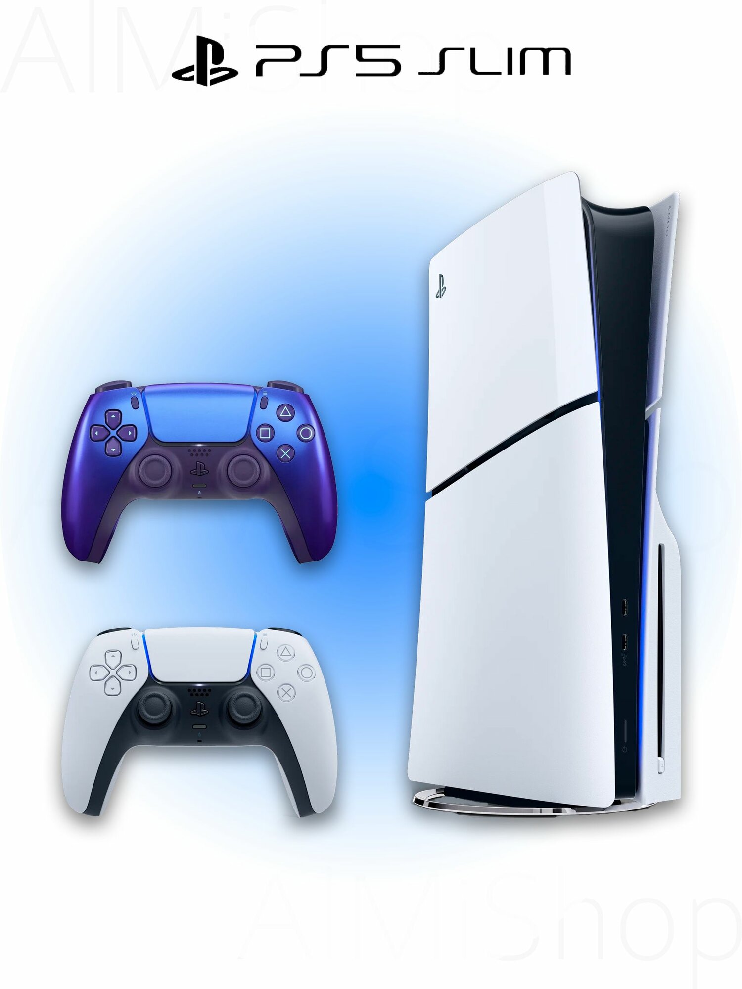 Игровая приставка Sony PlayStation 5 Slim с дисководом + 2 геймпад (индиго, Chroma Indigo)