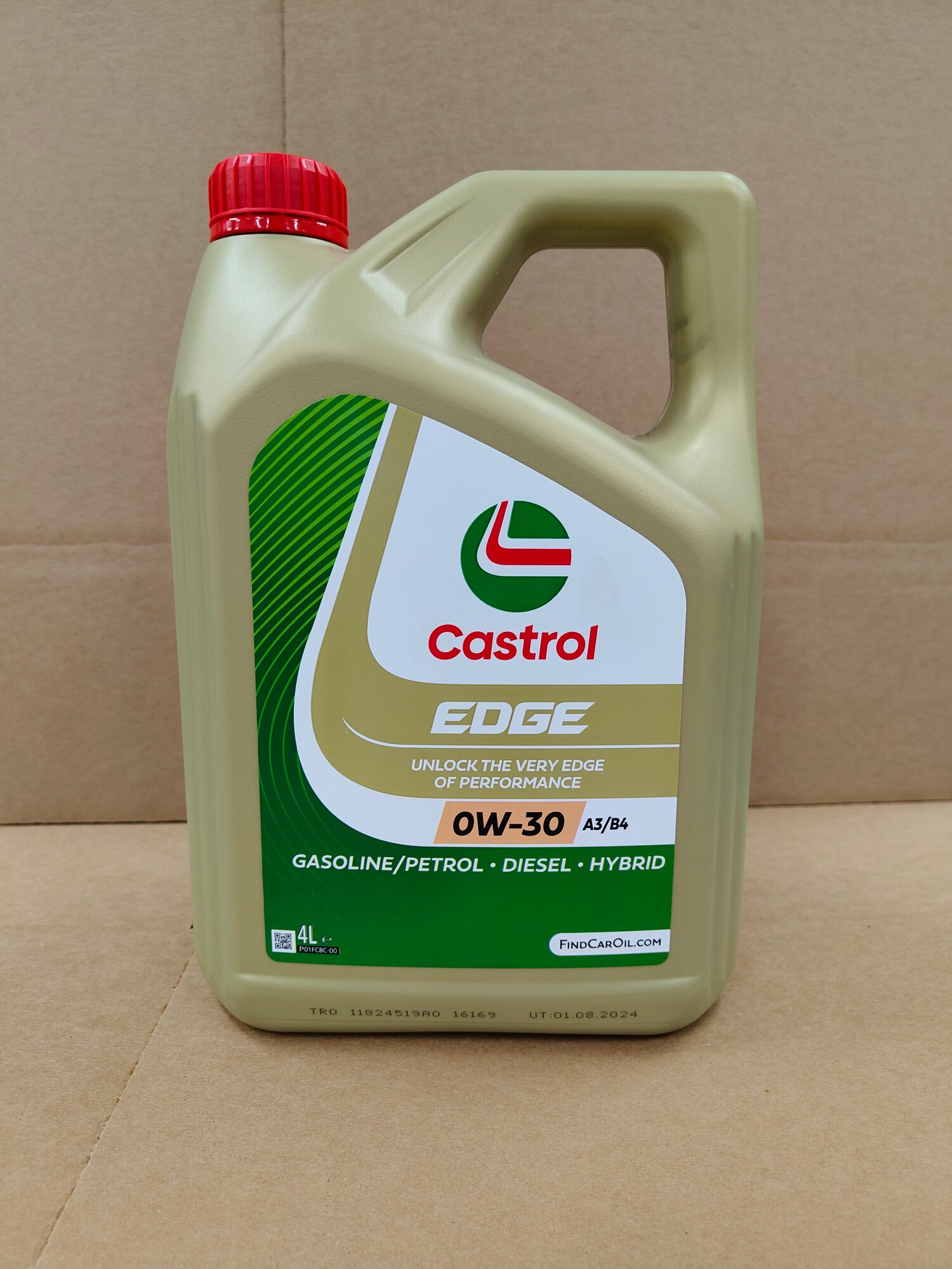 Масло моторное Castrol 157E6B Edge A3/B4 0W-30 TITANIUM, синтетика, 4 л, для бензиновых и дизельных двигателей.