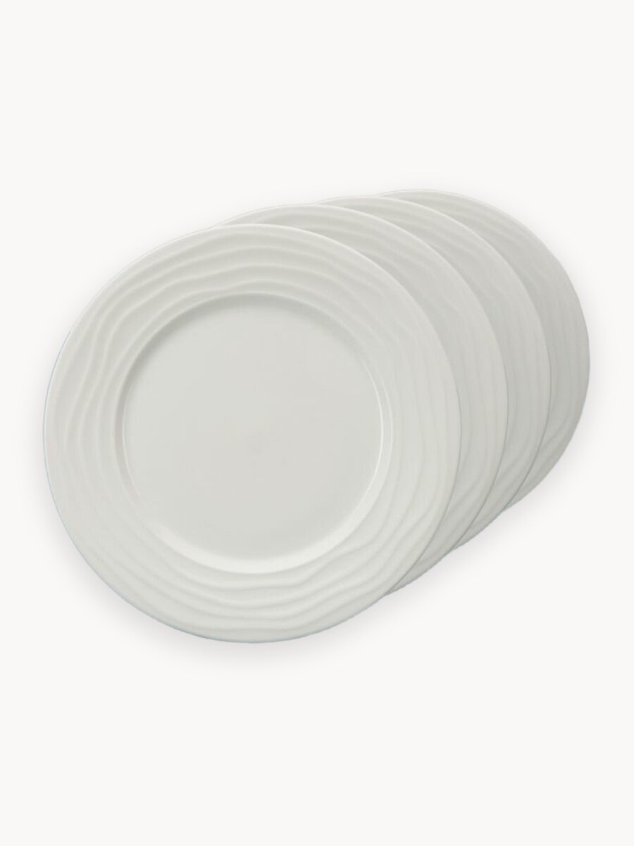 Набор десертных тарелок NADOBA, серия AURORA, 4 предмета, 18,5 см, фарфор, белый, для закуски, подарок на Масленицу