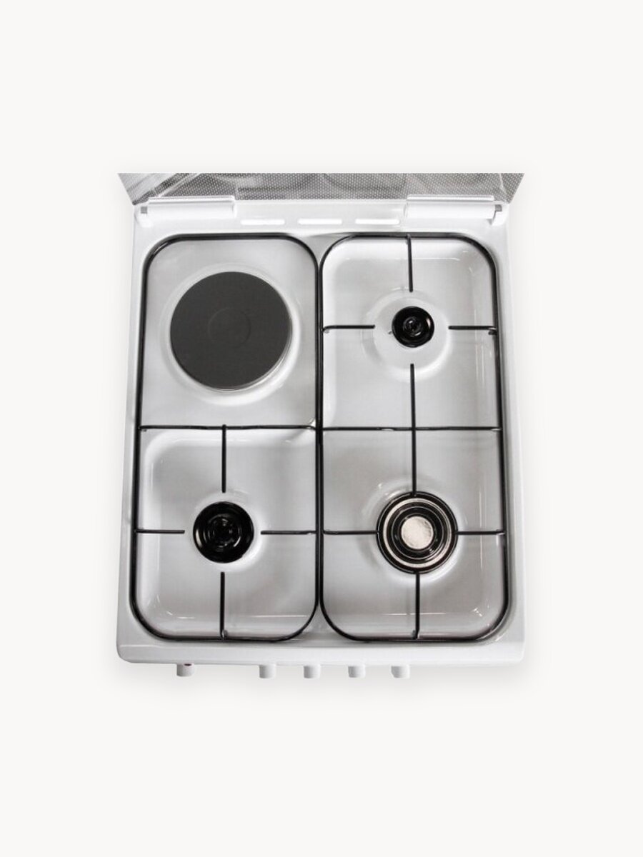 Комбинированная плита De luxe 506031.01 гэ 50 см, 54 л, 4 конфорки, белый