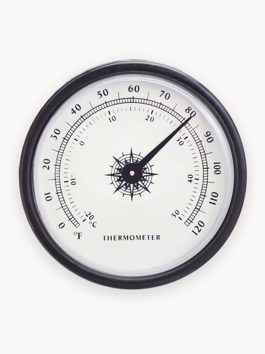 Термометр, d - 6.5 см, -20℃/+50℃, цвет черный/белый, пластик