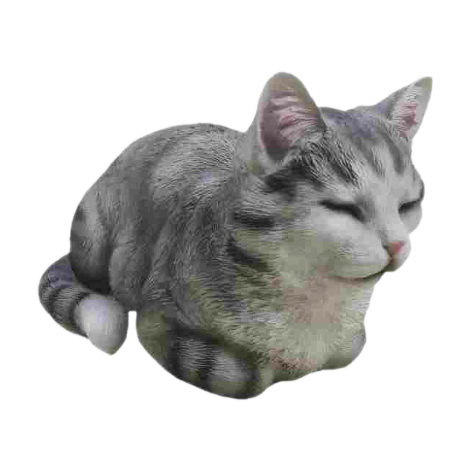 Статуэтка спящей кошки, декоративная фигурка котенка для дома, столовой, фермерского стиля, серого цвета.