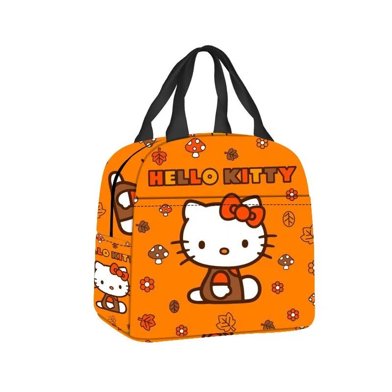 Рюкзак для еды Hello Kitty, с изображением милой кошки Кэти, термосумка для обеда, сумка для ланч-бокса для студентов.