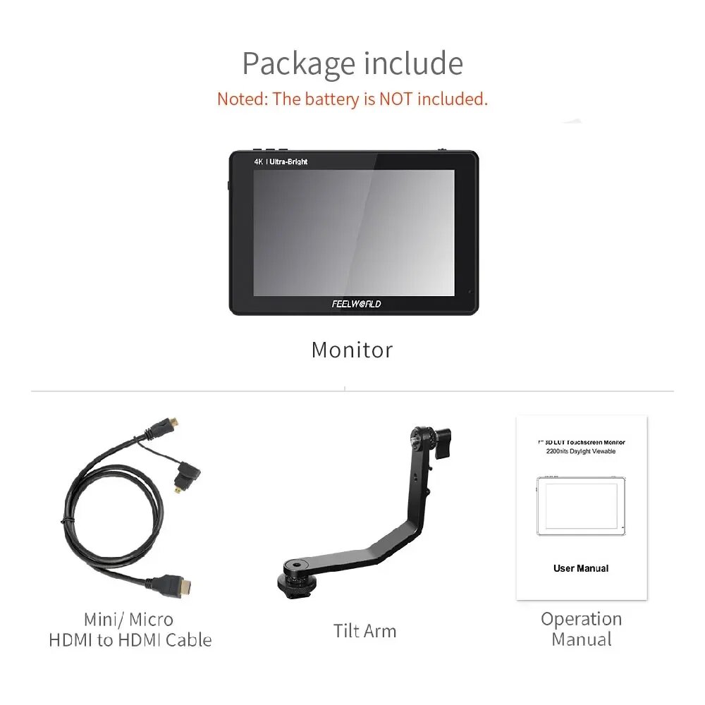 FEELWORLD LUT7 7-дюймовый полевой монитор с камерой, ультра яркий сенсорный экран 2200nit, 3D LUT, вход HDMI, выход, Full HD 1920x1200, монитор