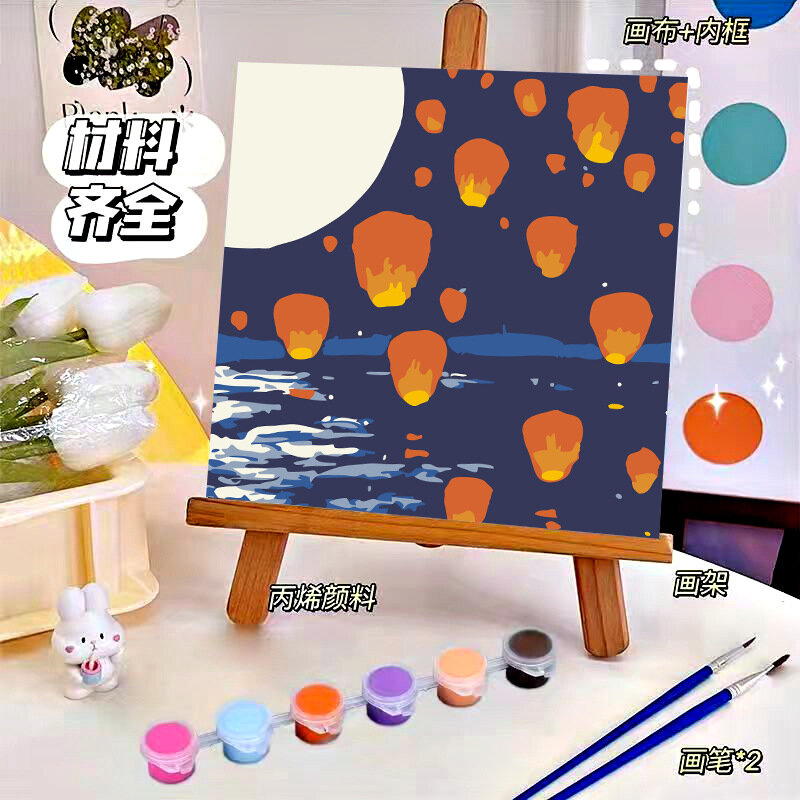 Цифровая картина маслом 20*20, аниме, раскраска маслом, ручная роспись маслом, декор для спальни.