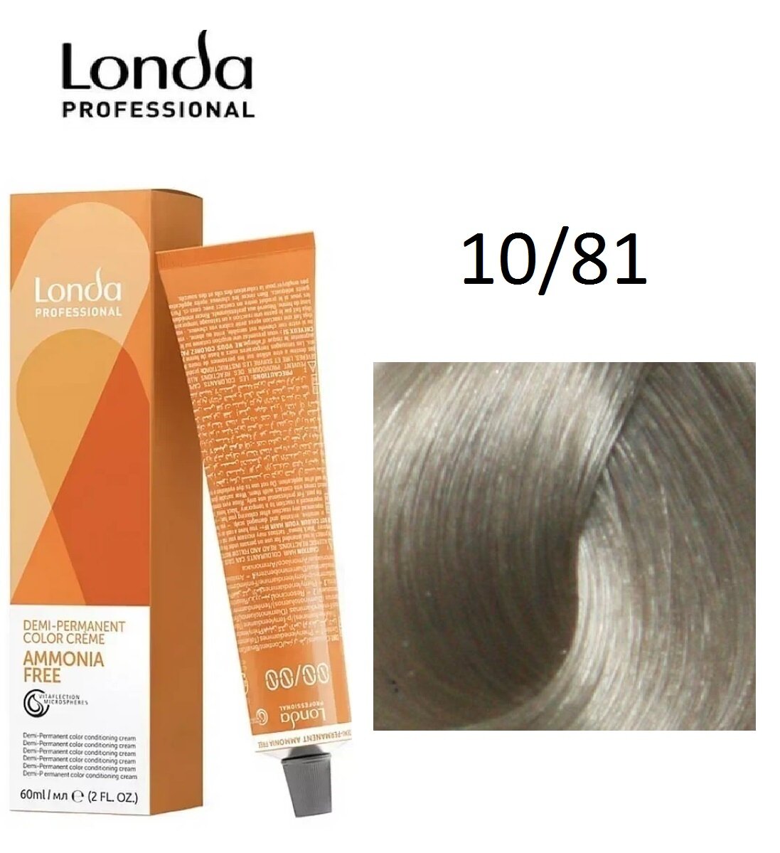 Londa Professional 10/81 LondaColor Тонирующая крем-краска без аммиака яркий блонд перламутрово-пепельный, 60 мл