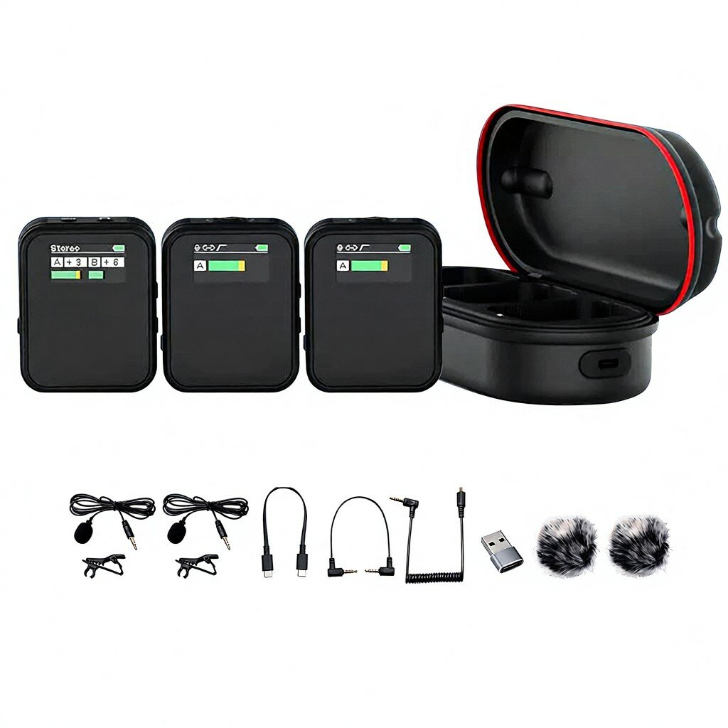 G2A2 Pro Беспроводная Микрофонная Система с 1 Приемником и 2 Микрофонами Дальность Передачи 200М 6 Уровней Регулируемой Скорости Встроенный Аккумулятор с Чехолом для Зарядки Для Андроид Телефонов Компьютера