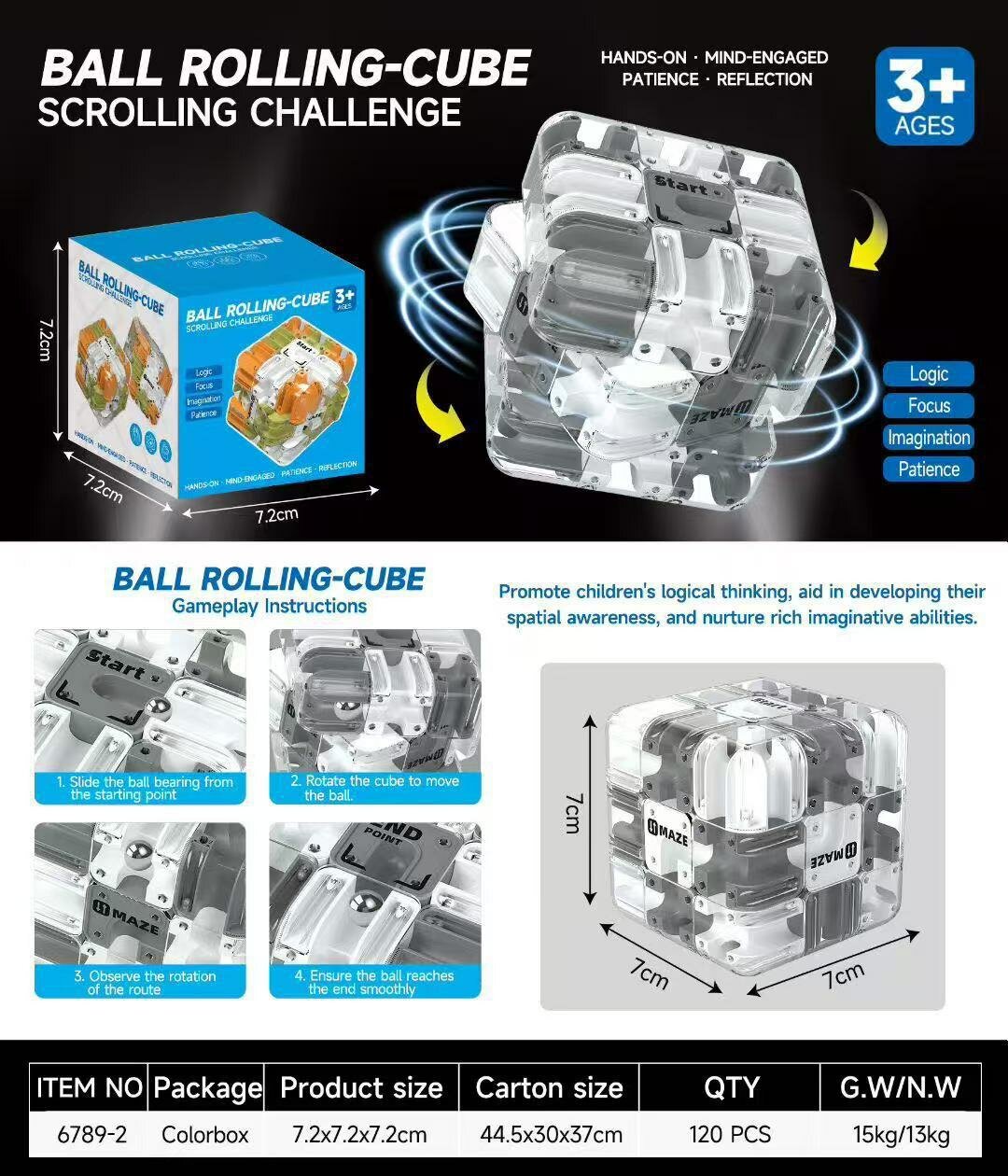 3D Лабиринт с катящимся шаром Кубик 3x3 Пазл 3D Битва PK Детская Фокусная Обучающая Игрушка для Снятия Стресса