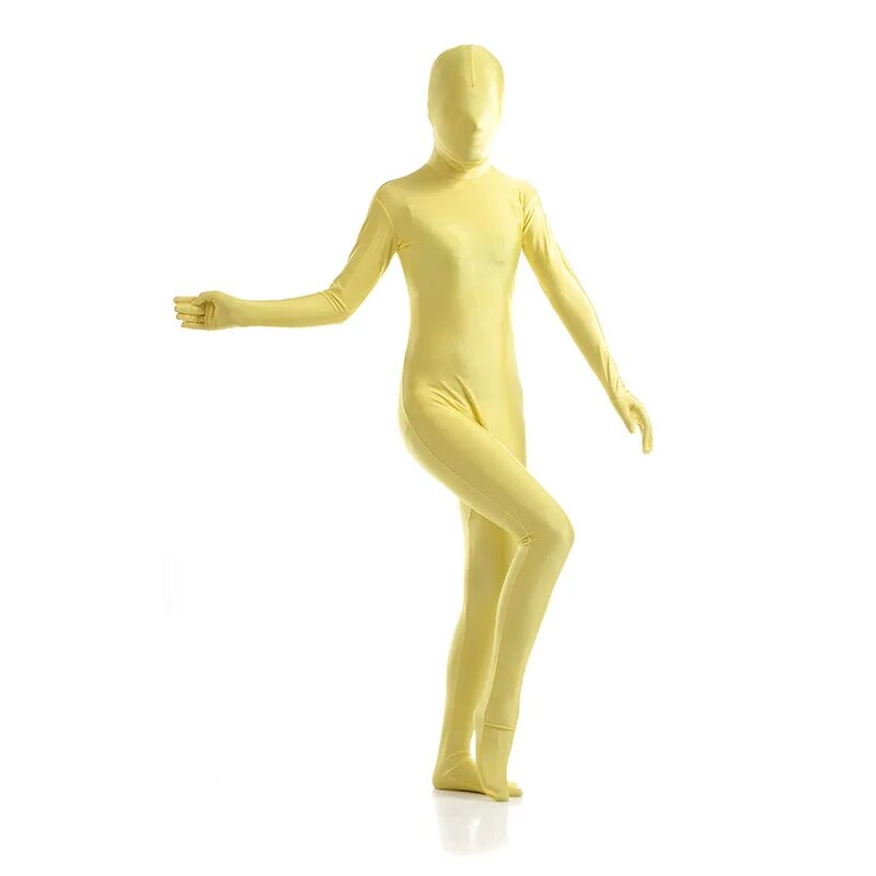 Женский костюм Зентай LaranLULU из нейлона и спандекса Светло-желтый, L, Желтый