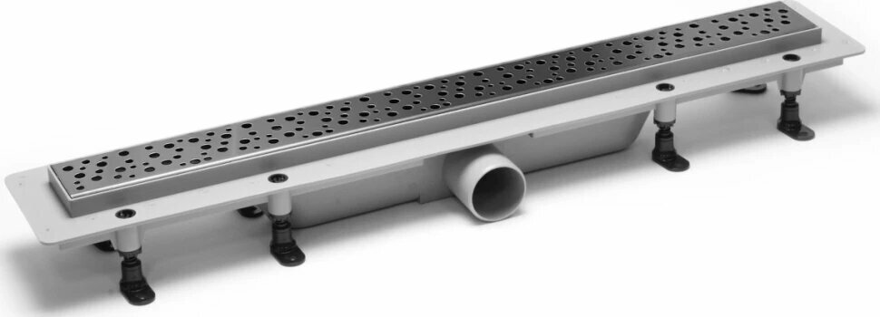 Душевой трап (лоток) PlastBrno Design 5 SZA5850 84,4 см, с решеткой, перфорированный, нержавеющая сталь