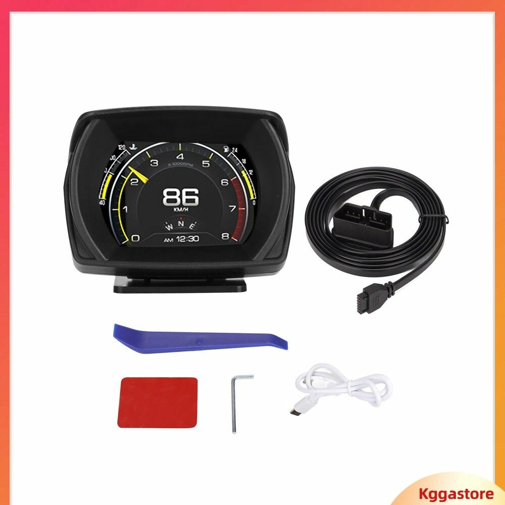 Черный автомобильный HUD-дисплей, многофункциональный, OBD/GPS датчик, 9 сигналов, для компактного авто, OBD II