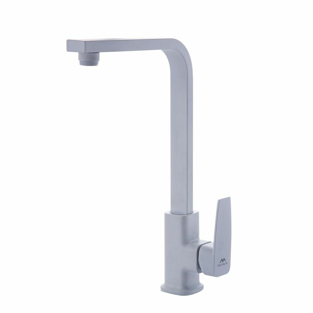 Смеситель для кухни однорычажный, кран для кухни с высоким поворотным изливом Fashun A54010-8, цвет: белый