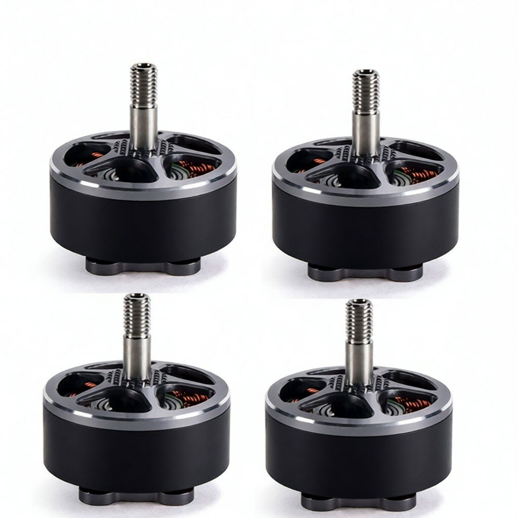 4 пcs Мотор бесколлекторный 2810 1350KV для FPV Мультикоптера Дрона с дистанционным управлением, 5-7S Lipo, 12N14P, статор 0.2mm , вала M5 титановый, паттерн болтов M3 19X19mm, подшипники NMB 12X6X4, ротор N52H, вес 65g, провода 18AWG 25cm,
