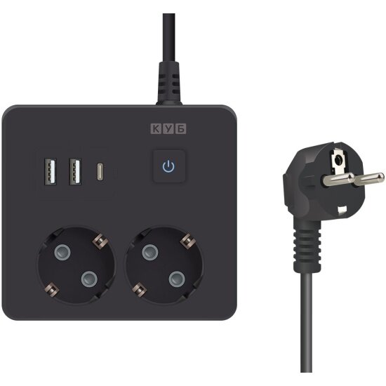 Сетевой удлинитель Power Cube PowerCube, 2 розетки, 3USB, черный, 0.5 м