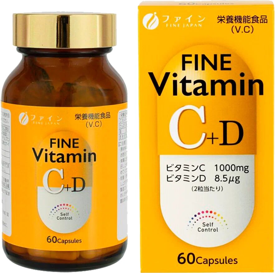 Витамины С и D для поддержания красоты и здоровья FINE JAPAN Fine Vitamin C + D, 30 дней