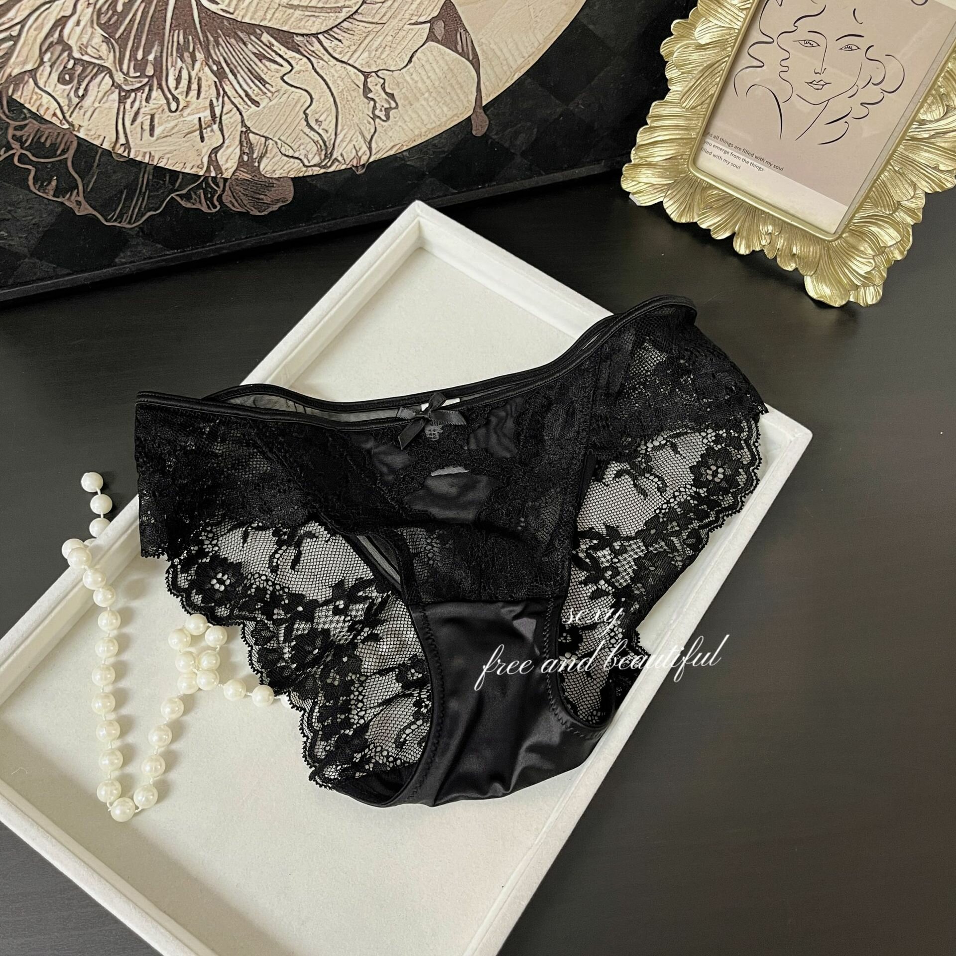 Трусики для девочек F-751, треугольные, низкая талия, чистое желание, сексуальные кружевные, с перфорацией, удобные, дружелюбные к коже, дышащие женские трусики