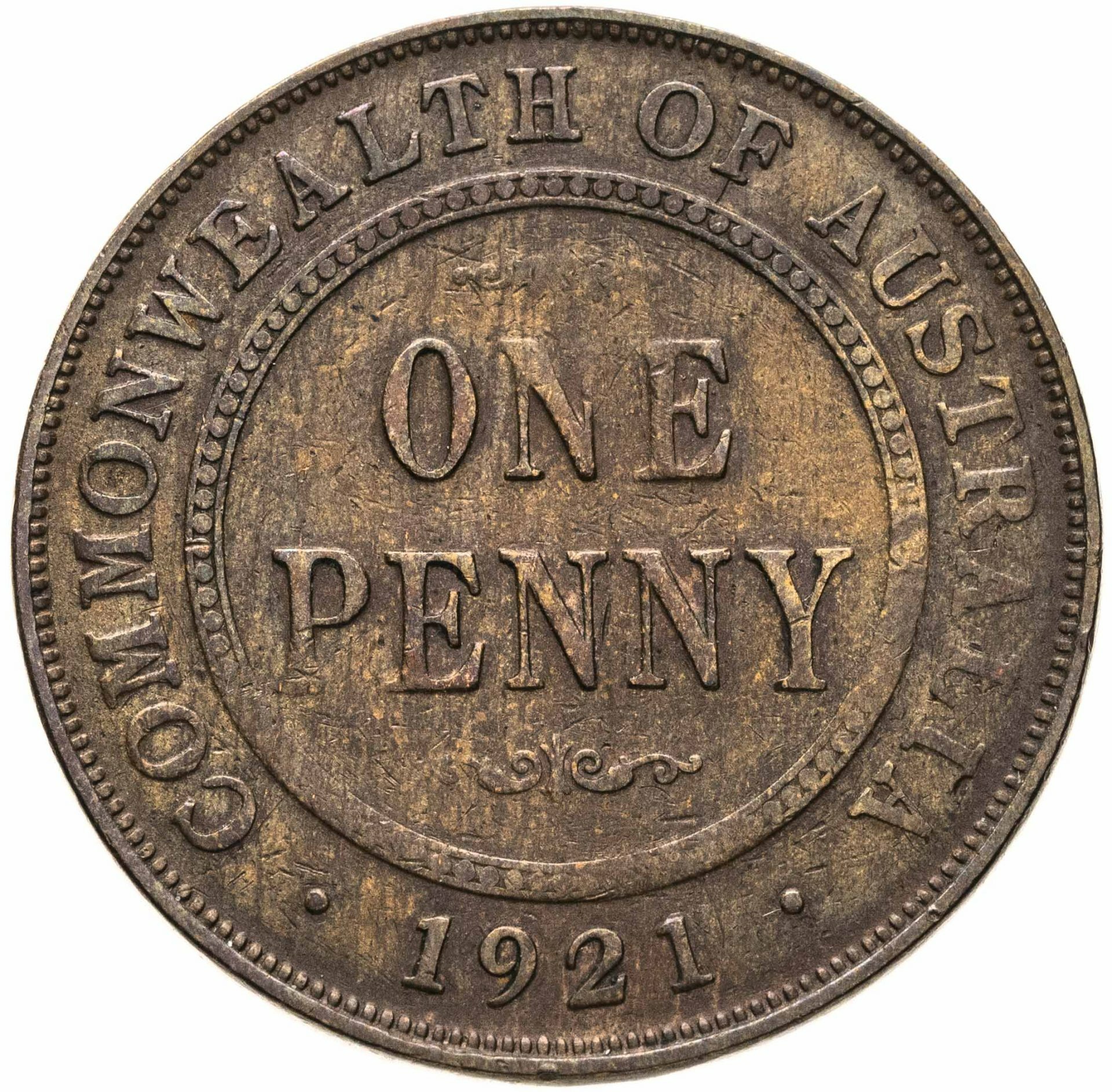 Австралия 1 пенни 1921, Бронза, в сохранности XF