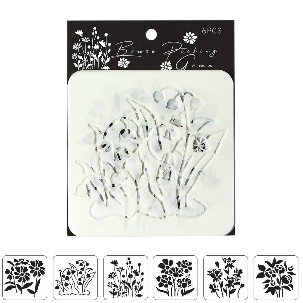 6 шт. шаблонов для рисования, трафареты для журнала домашних животных, трафареты цветов для альбома для вырезок