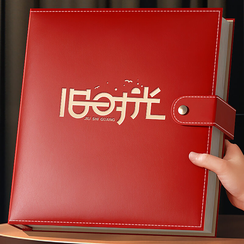 Двусторонний кожаный фотоальбом, памятный альбом, семейный фотоальбом большой вместимости, фотоальбом с кожаной застежкой в стиле вставки для фотографий 6inch премиум-класса.