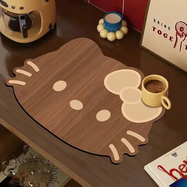Настольный коврик Sanrio Hello Kitty из диатомитовой земли, впитывающий, противоожоговый и теплоизолирующий коврик для обеденных столов, журнальных столиков и кухонных принадлежностей.