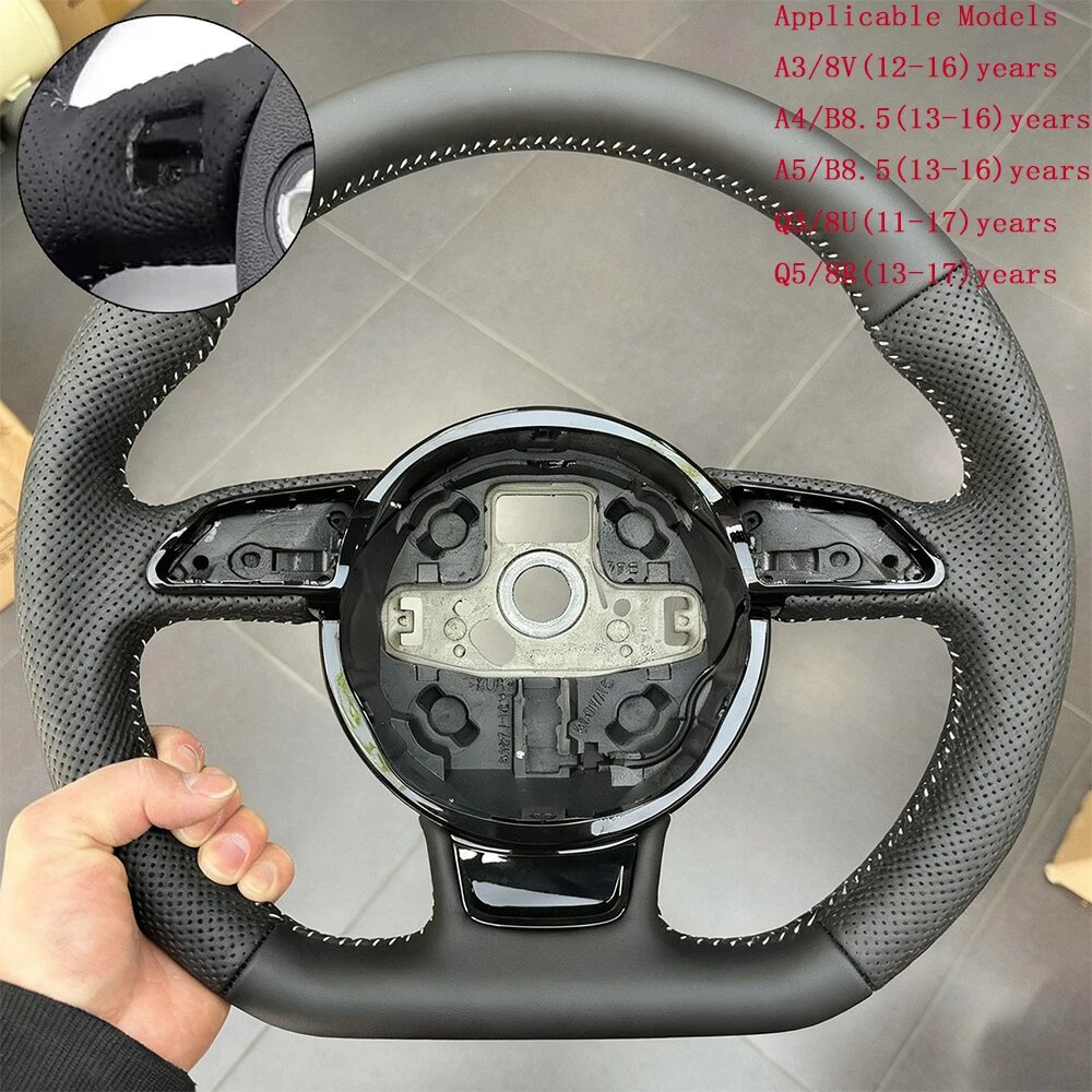 Для Audi A3 A4L A5 Q3 Q5 Q7 перфорированный кожаный руль с плоской подошвой Тип D No logo with hole