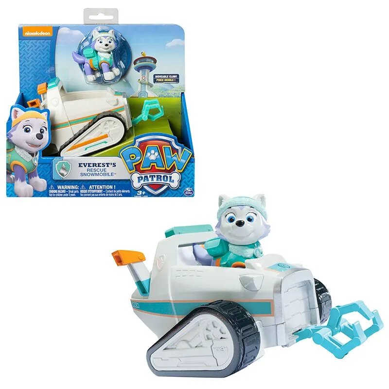 Spin Master Nickelodeon Paw Patrol Everest Rescue Snowmobile / Детский игрушечный подарочный набор-сюрприз с моделью лопаты для уборки снега и мини-персонажами, подходит для детей от 3 лет и старше