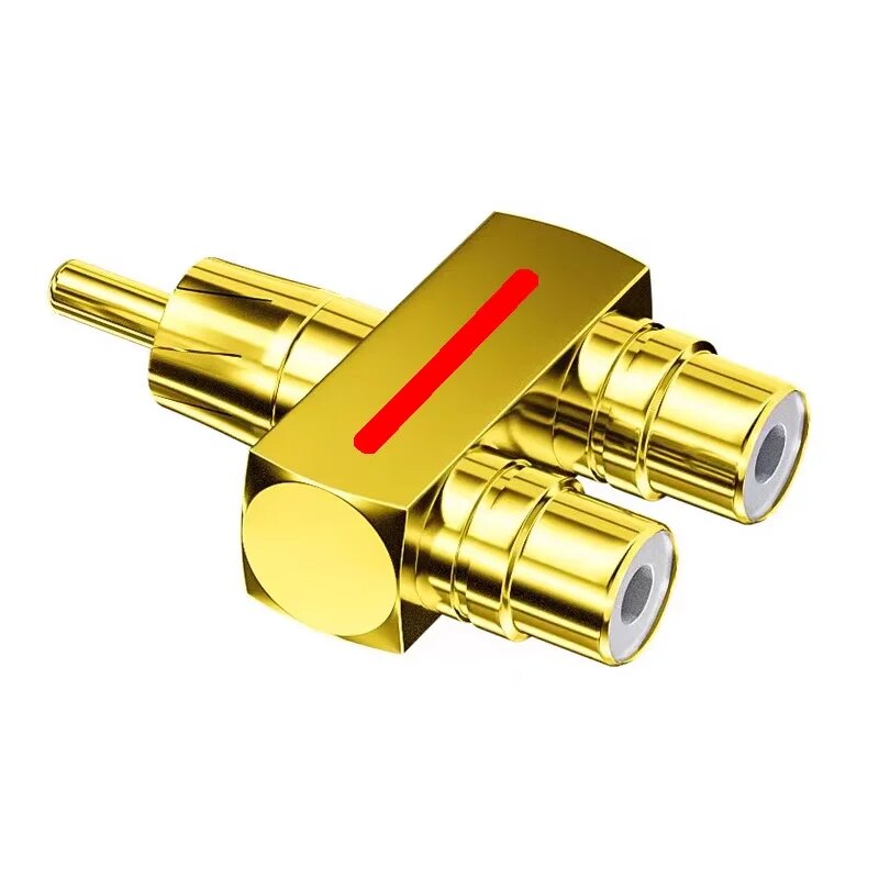 EQP Золотой RCA разветвитель 1 на 2 1PCS, Model-Y Red