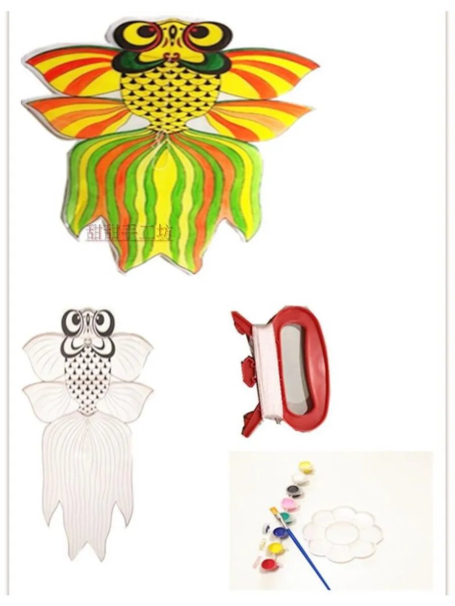 Воздушный змей для раскрашивания (Рыбка + краски)