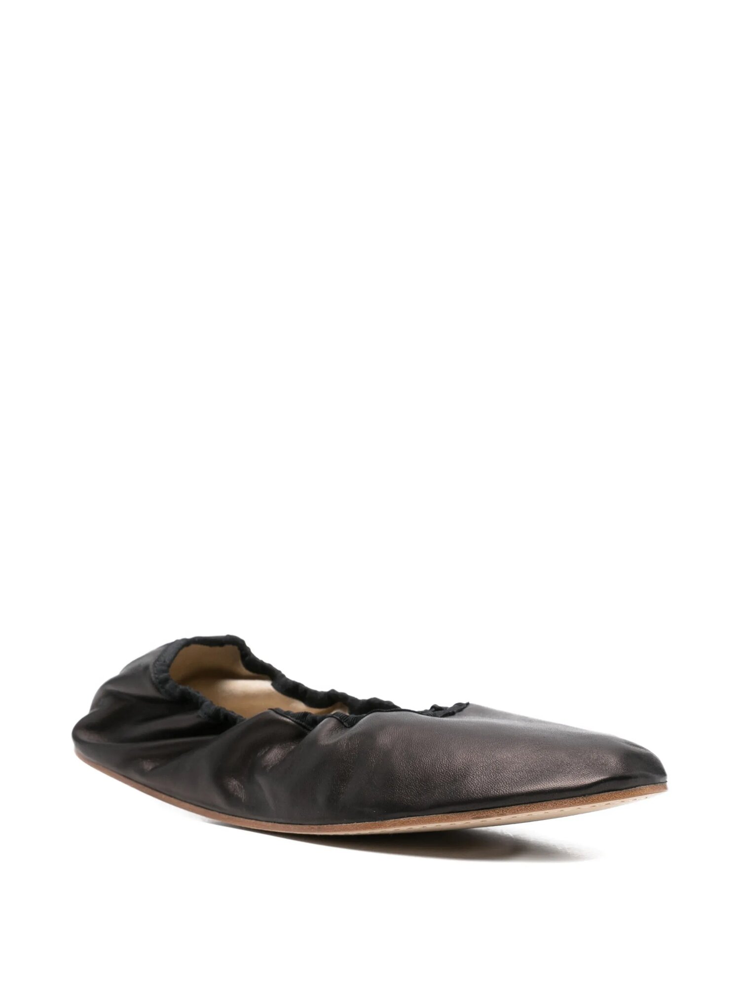 Балетки THE ROW Gathered leather ballet flats, размер 41, black/black — фото 1