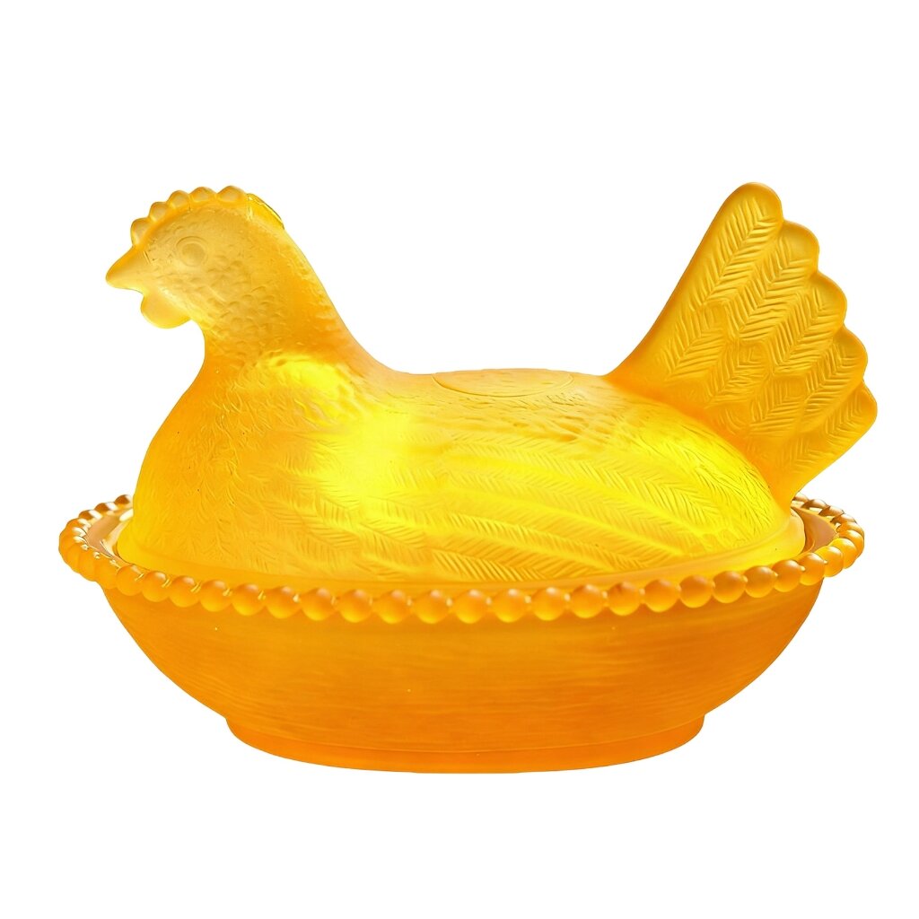 Хрустальная коробка для конфет "Курица в гнезде" с закрытой крышкой для конфетницы