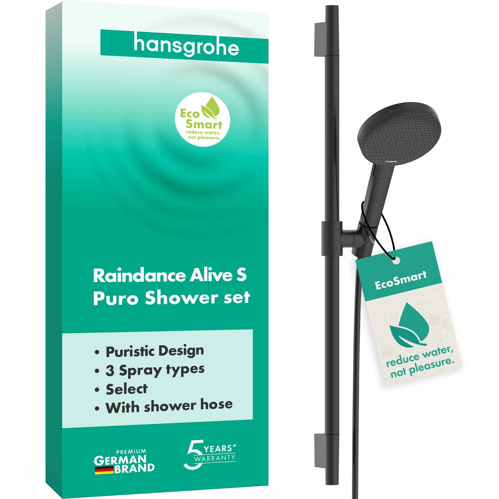 Душевой комплект hansgrohe Raindance Alive Select S шлифованный черный 24602340