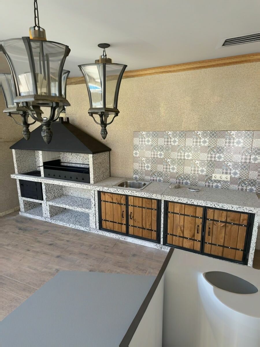 Барбекю комплекс Premium Stone, мангальная зона, мангал