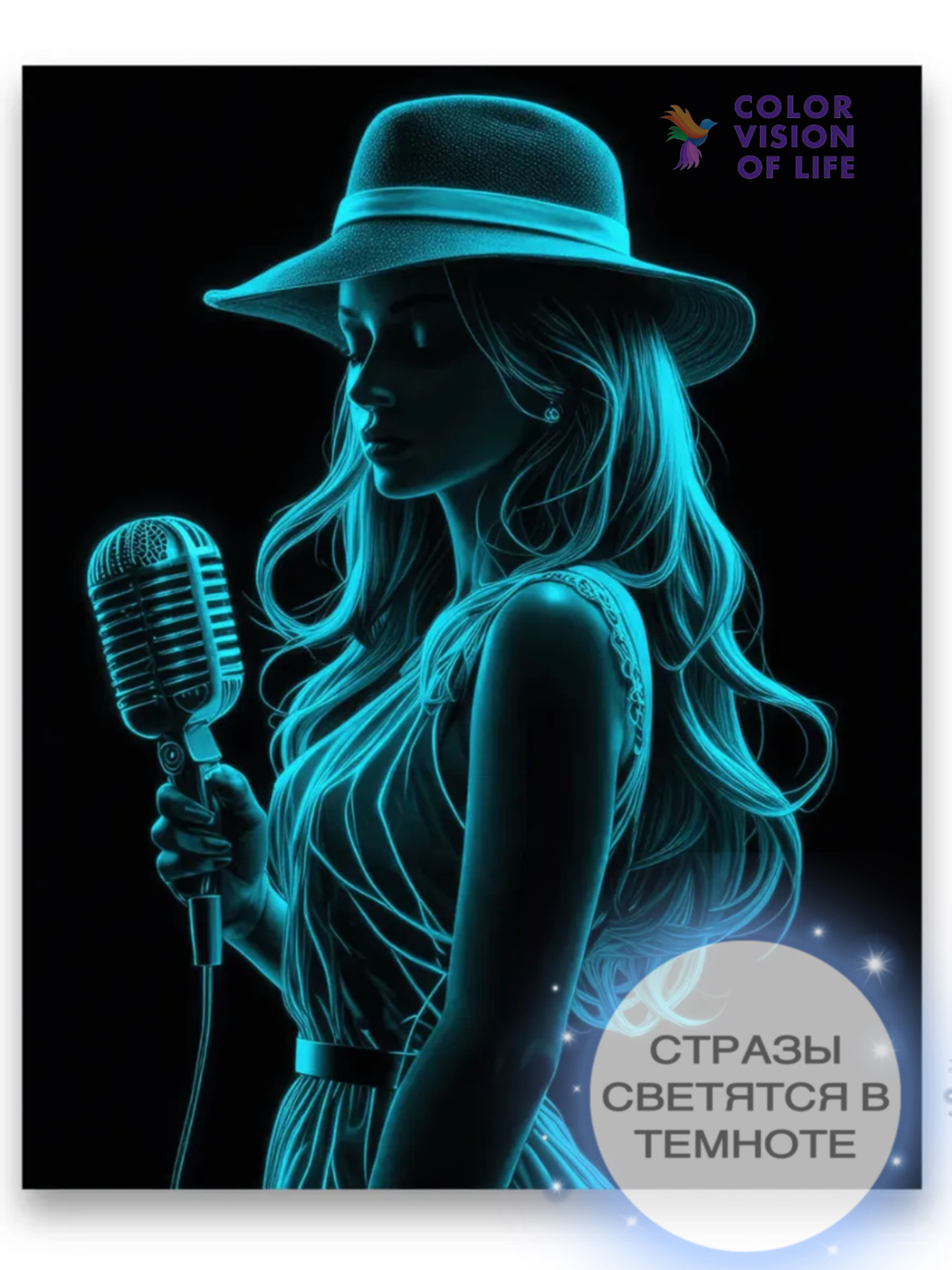 Алмазная мозаика COLOR VISION OF LIFE «Певица в шляпе», 40x50 см