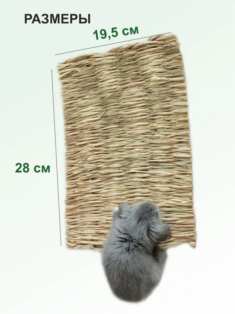 Коврик для животных для грызунов соломенный 28x19.5 см. Набор 3 шт
