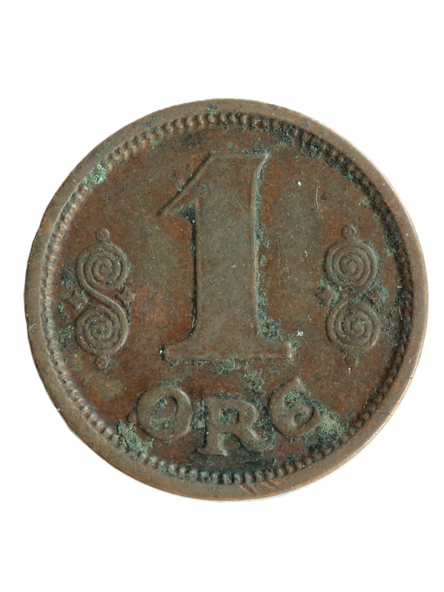 Подлинная монета Дания 1 эре 1913 Кристиан X