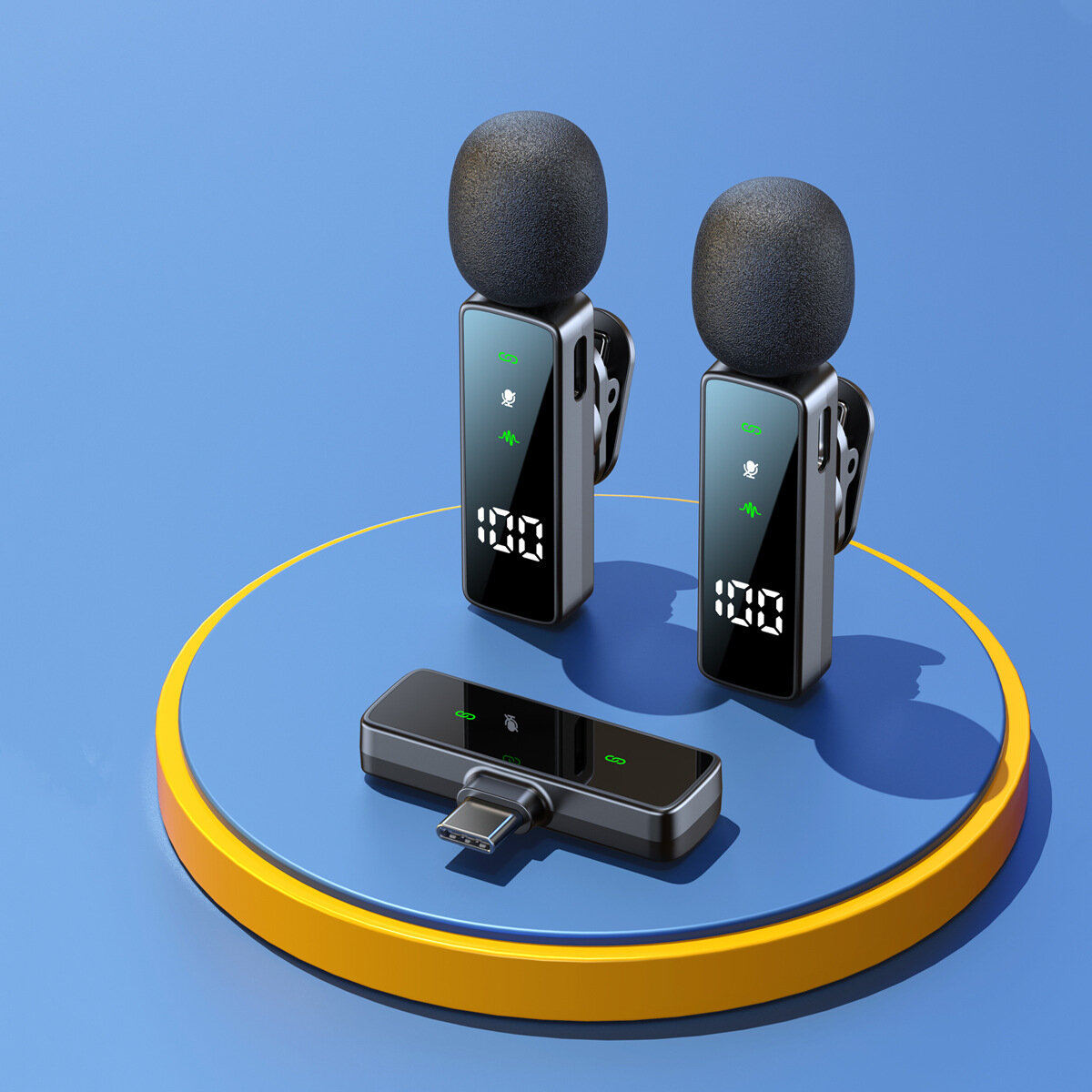 Цифровой дисплей, новый беспроводной лавальерный микрофон с магнитным креплением для съемки видео на улице, прямой трансляции, микрофон с шумоподавлением