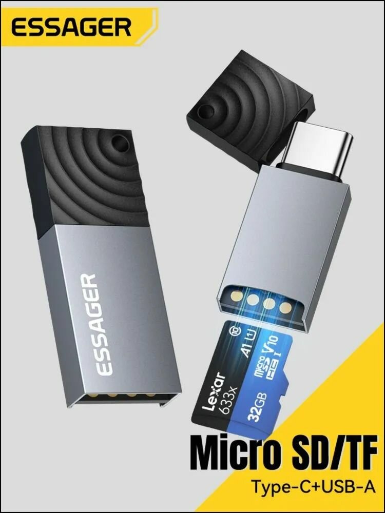Essager 2 в 1 TF SD Card Reader Адаптер USB 2.0 для карт памяти Smart High Speed Card Reader Конвертер для ПК Аксессуары для ноутбуков