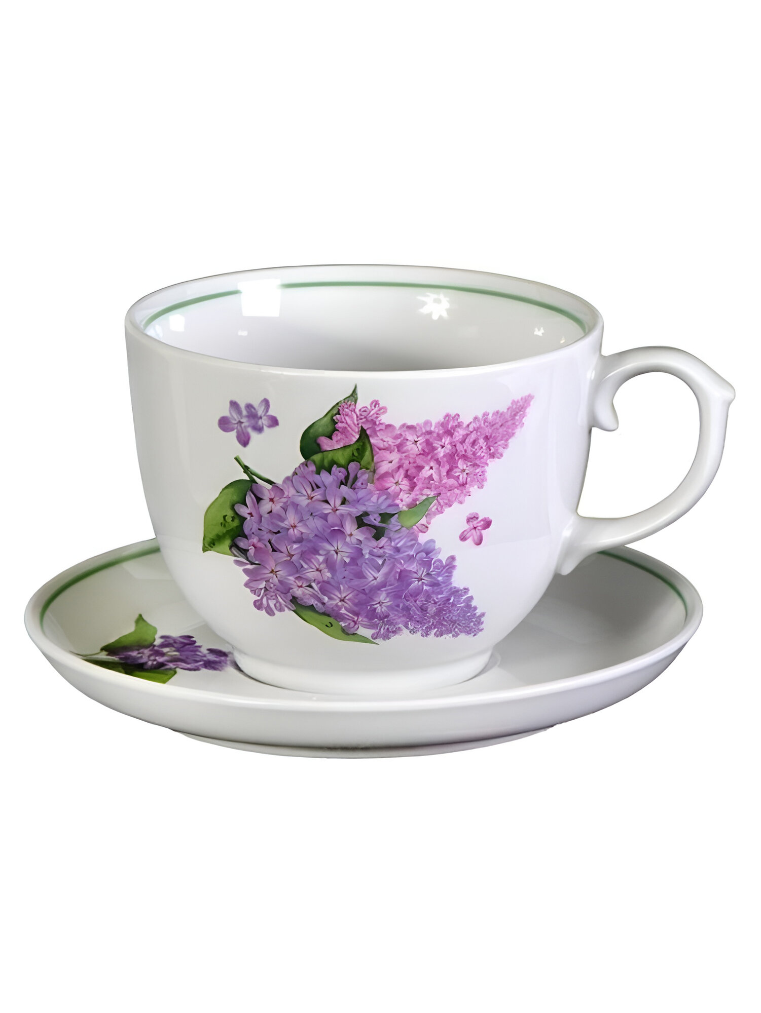 Пара чайная фарфоровая 500 мл, Добруш "Сирень" ф. Подарочная