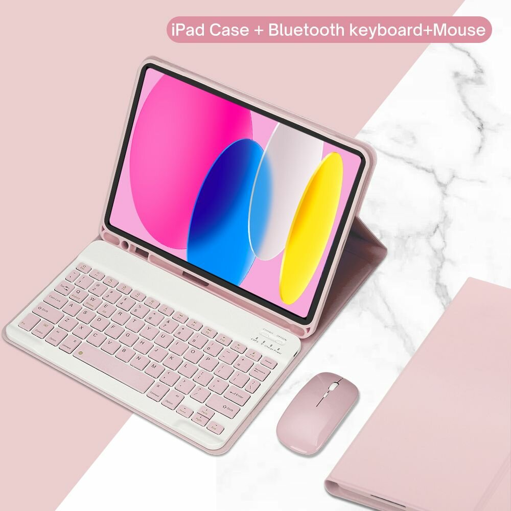 Чехол-клавиатура 10,9" для iPad 10-го поколения 2022 г. Съемная беспроводная Bluetooth Русская клавиатура + чехол для планшета + беспроводная мышь для iPad 10,9" 10-го поколения 2022 г.