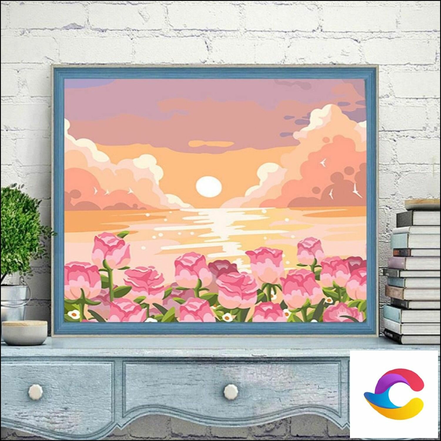 Картина по номерам 20 х 20 см на холсте на подрамнике, Цифровая живопись маслом своими руками, ручная раскраска, картина маслом