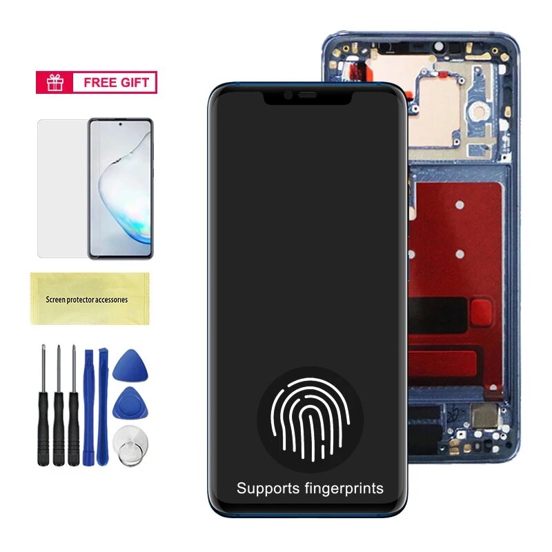 Экран Amoled Mate 20 Pro с отпечатками пальцев, для Huawei Mate 20 Pro LYA-L09, ЖК-дисплей, цифровой сенсорный экран с рамкой
