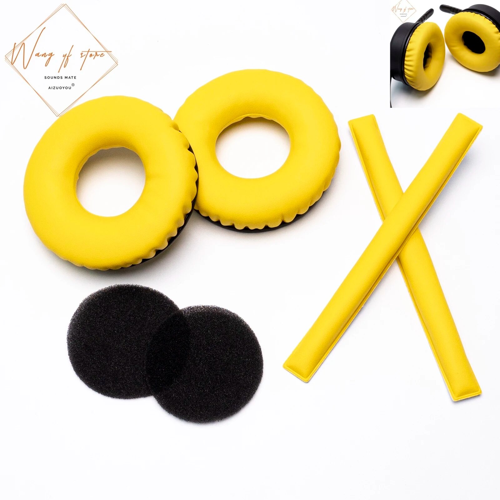 Амбушюры AIZUOYOU для Sennheiser HD25 велюровые Yellow Sets